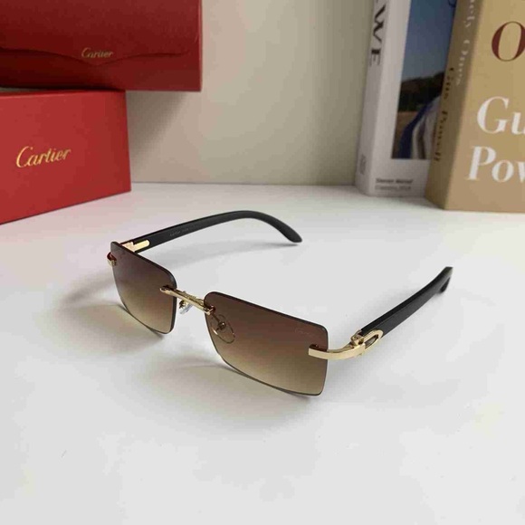 Accessories | Cartier Style Rimless Sunglasses Brown Gradient Lenses ...